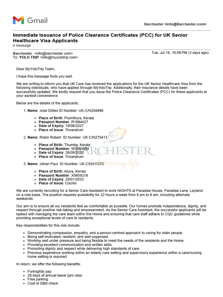 Gmail - Immediate Issuance of Police Clearance Certificates (PCC) For ...