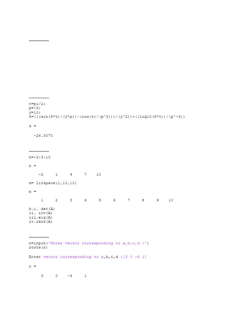 Matlab Midsem Questions | PDF | Computational Science | Algorithms Matlab Midsem Questions | PDF | Computational Science | Algorithms