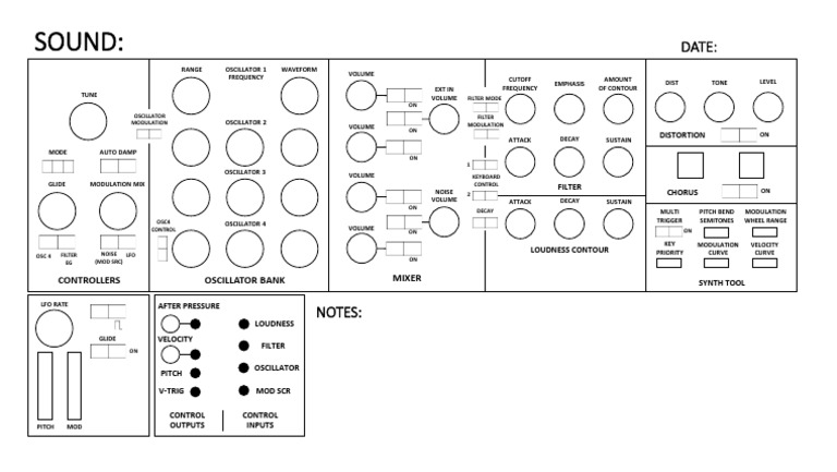 Behringer Poly D Patch Sheet | PDF | Pitch (Music) | Synthesizer