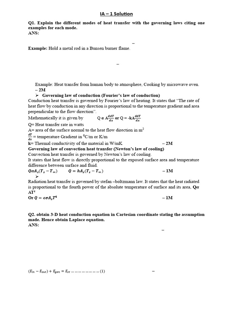 IA QP and Solution | PDF | Heat Transfer | Thermal Conduction