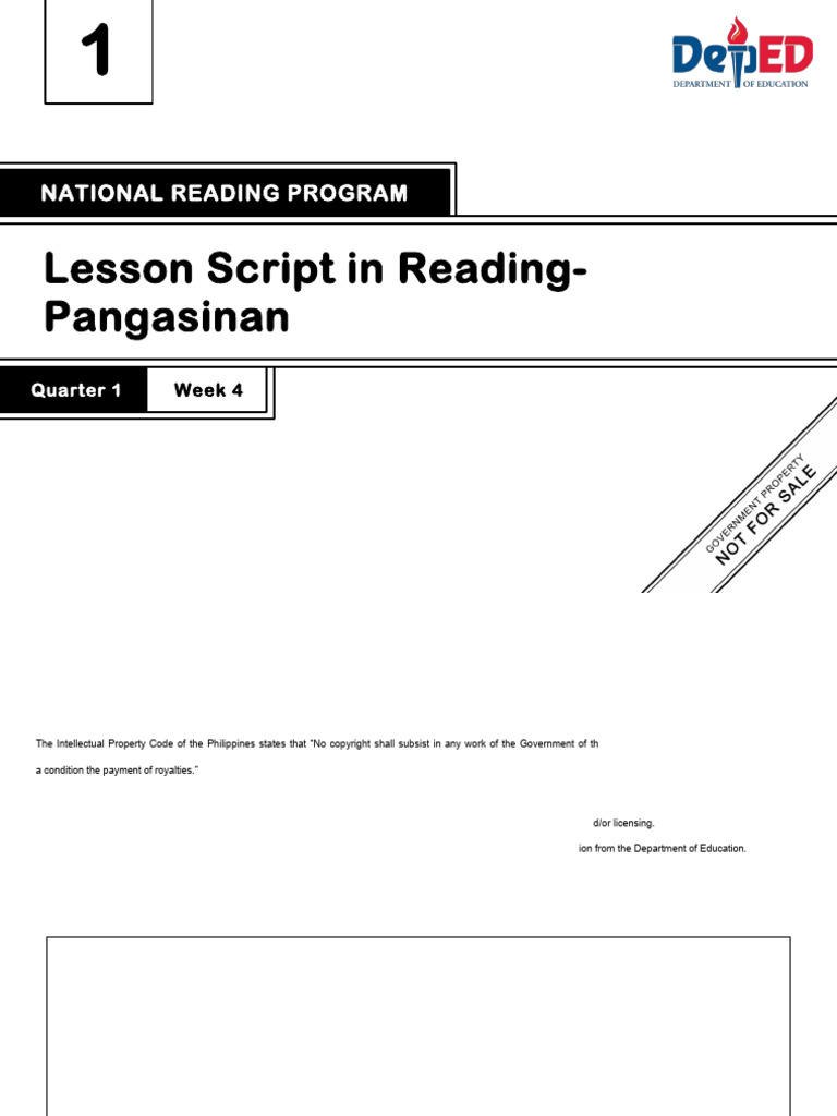 Lesson Script in Reading-Pangasinan | PDF | Copyright | Phonics