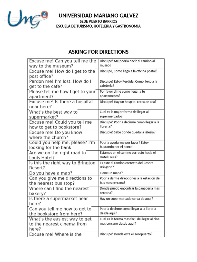 Asking For Directions | PDF