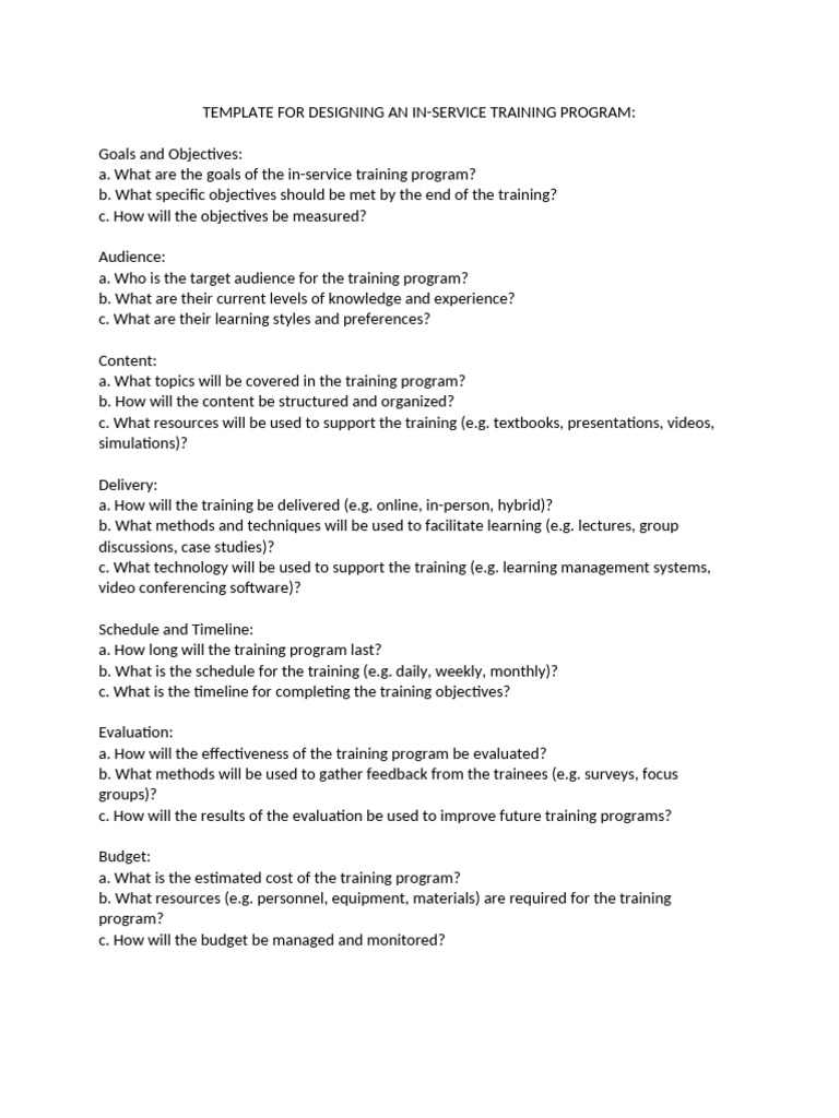 Inset Training Design Template | PDF | Human Communication | Behavior ...