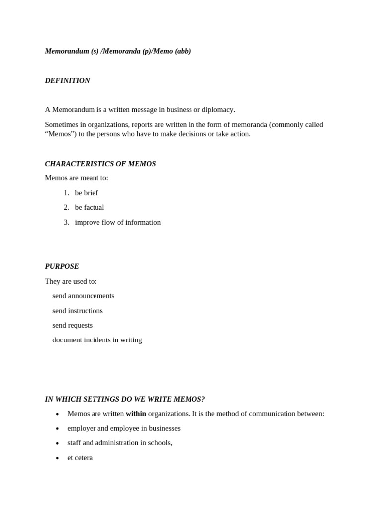 MEMOS | PDF | Memorandum | Human Communication