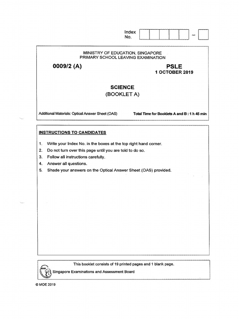 Psle Science 2019 Pdf