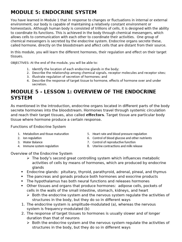 Module 5 | PDF | Endocrine System | Hormone