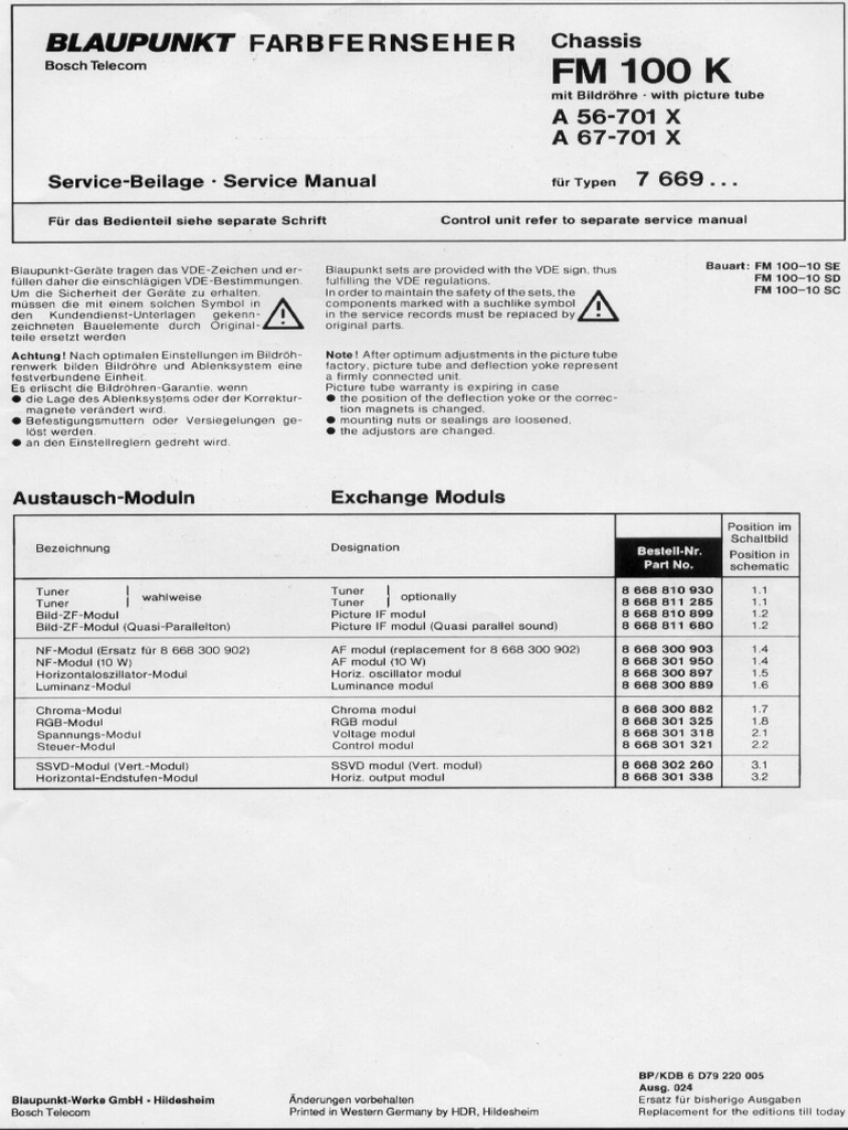 Blaupunkt Chassis FM 100K | PDF