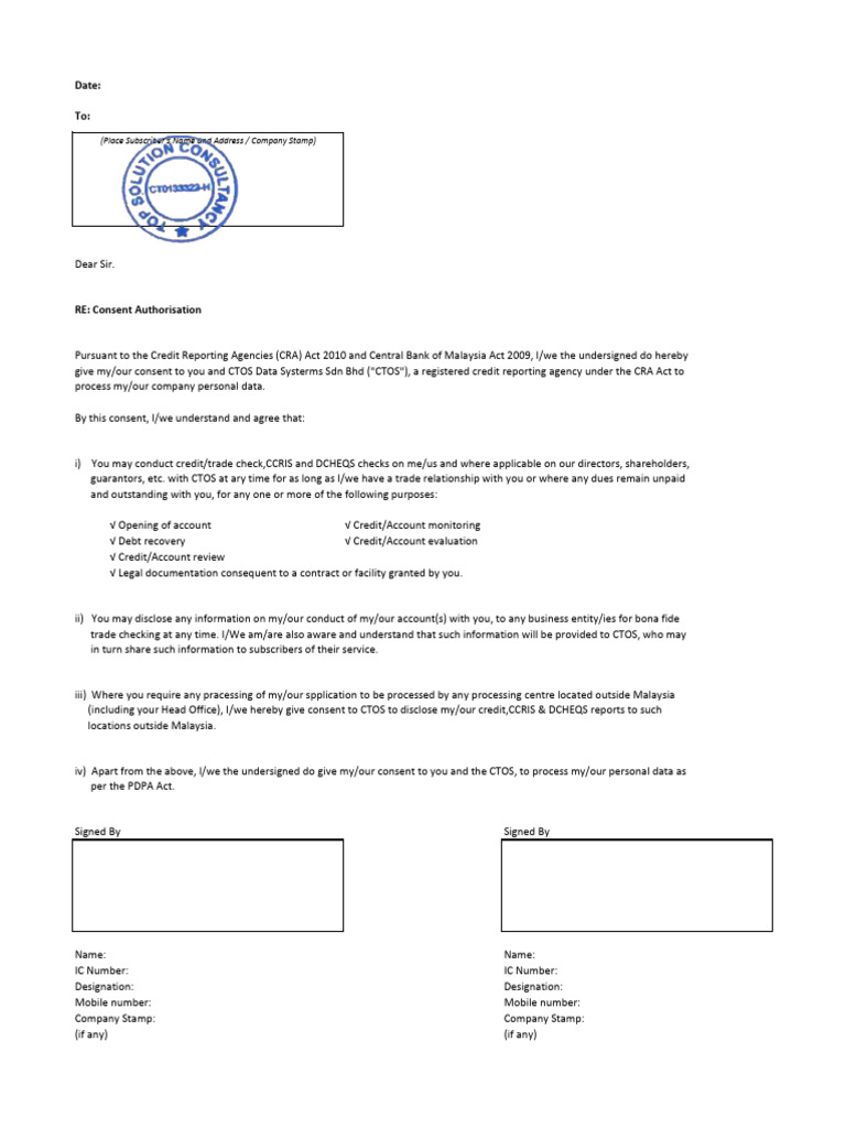 Ctos Consent Temple | PDF | Private Law | Business