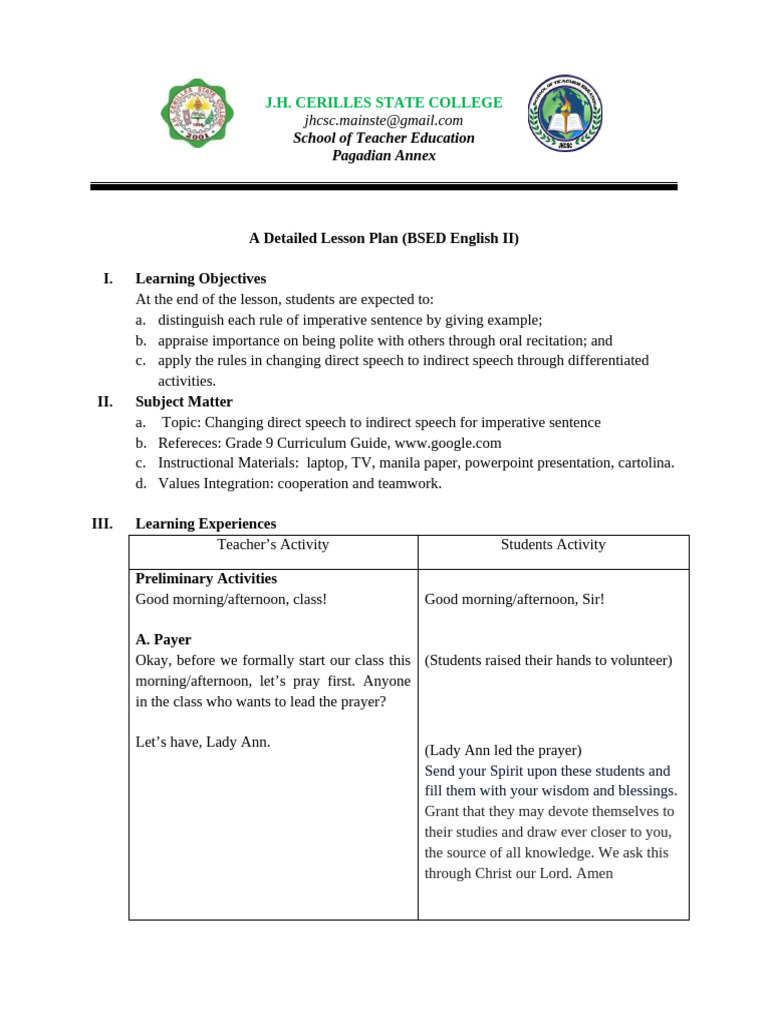Lesson Plan Template 2 | PDF | Verb | Sentence (Linguistics)