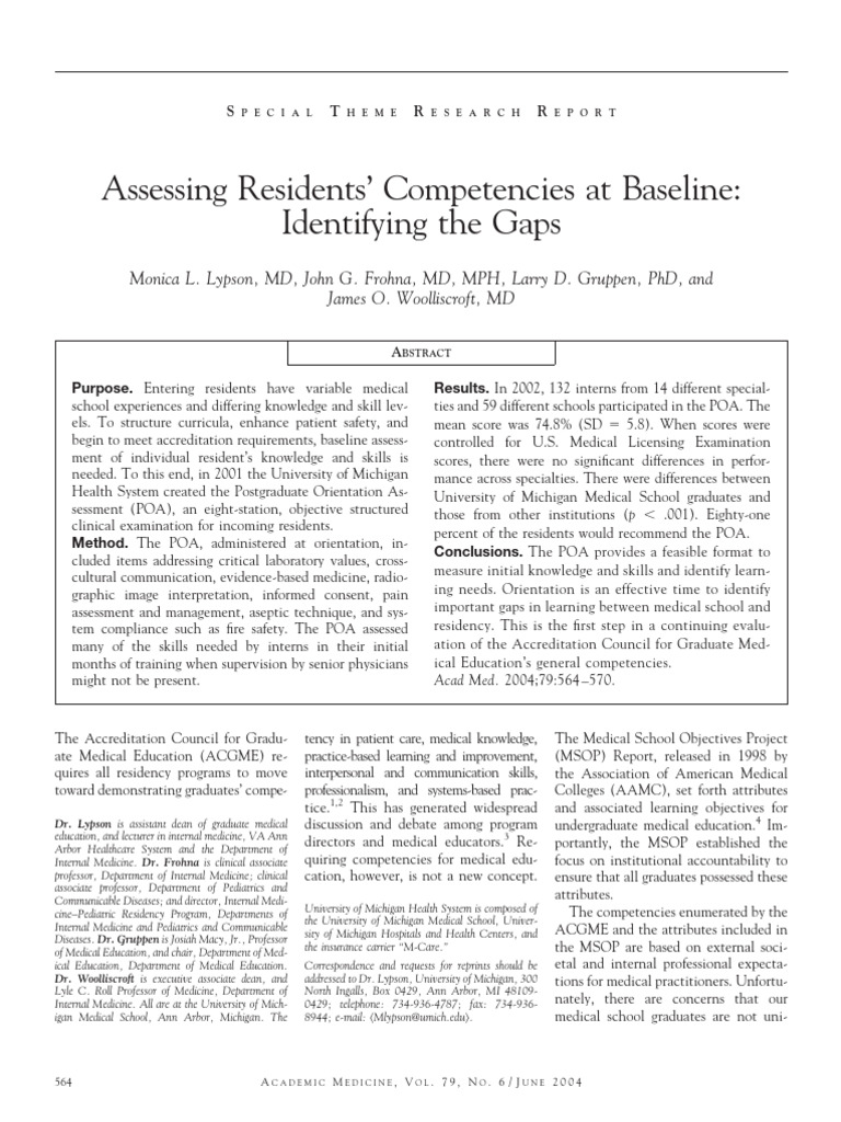 Resident Competency Gaps Report | PDF | Joint Commission | Medicine