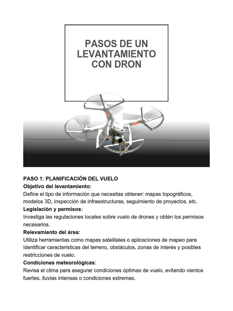 Pasos de Un Levantamiento Con Dron | PDF | Vehículo aéreo no tripulado ...
