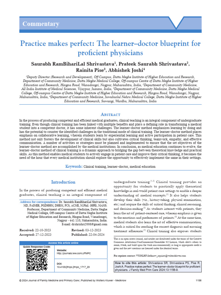 Practice Makes Perfect The Learner Doctor.2 | PDF | Patient | Medical ...