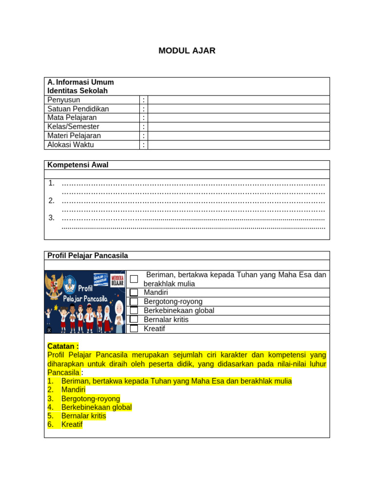Format Modul Ajar Pengimbasan | PDF | Komputer
