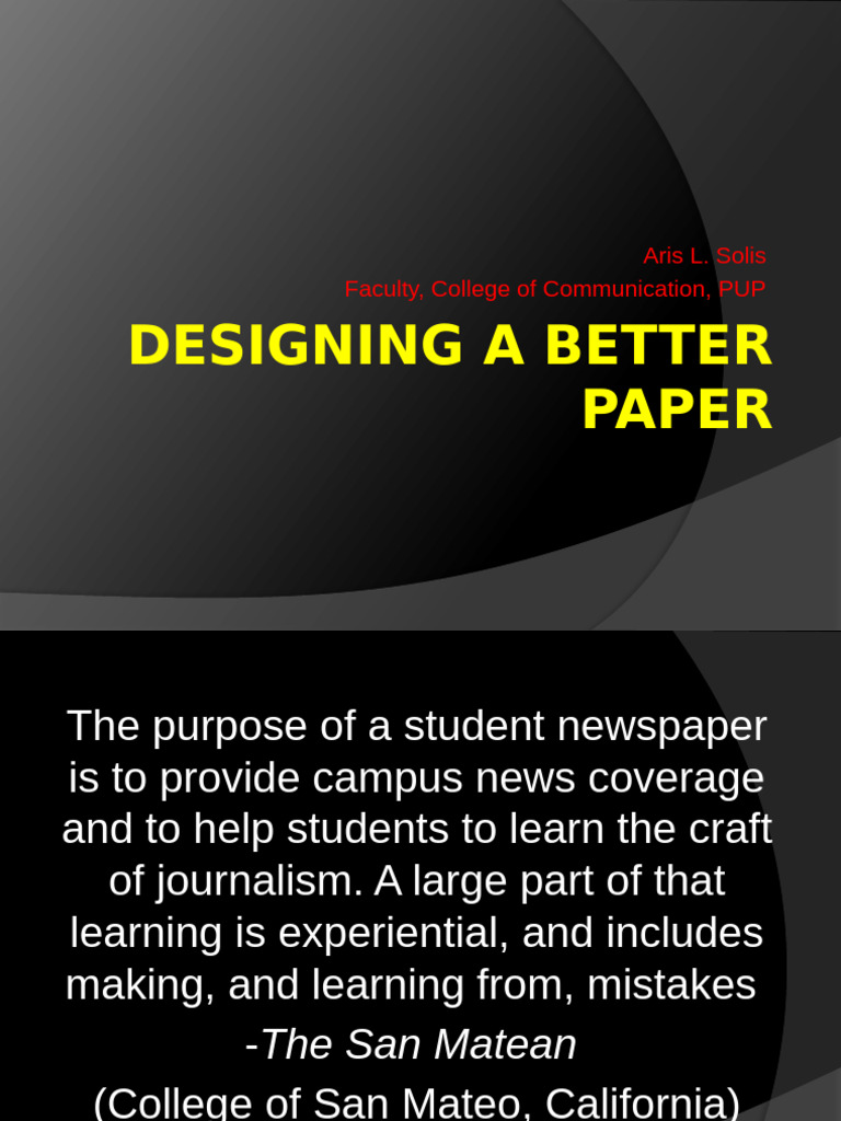 School Newspaper Design Essentials | PDF | Infographics | Page Layout