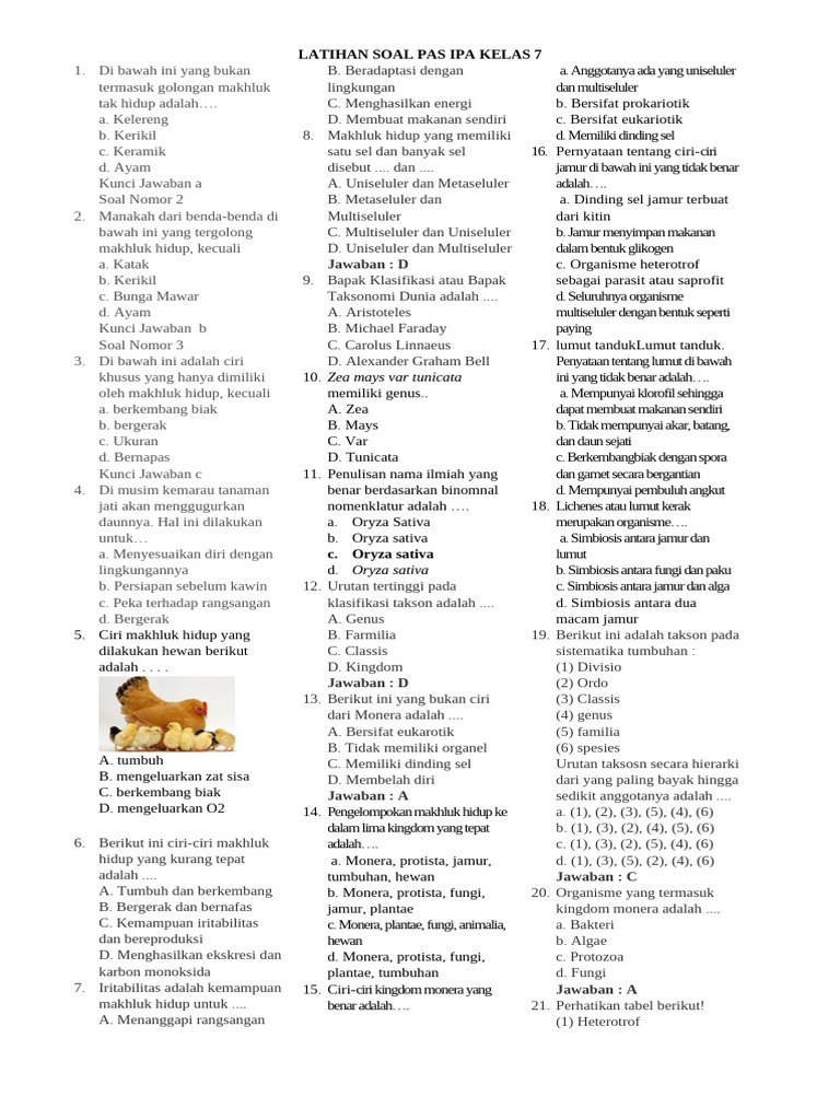 Latihan Soal Pas Genap Ipa Kelas 7 Guru 2024 | PDF