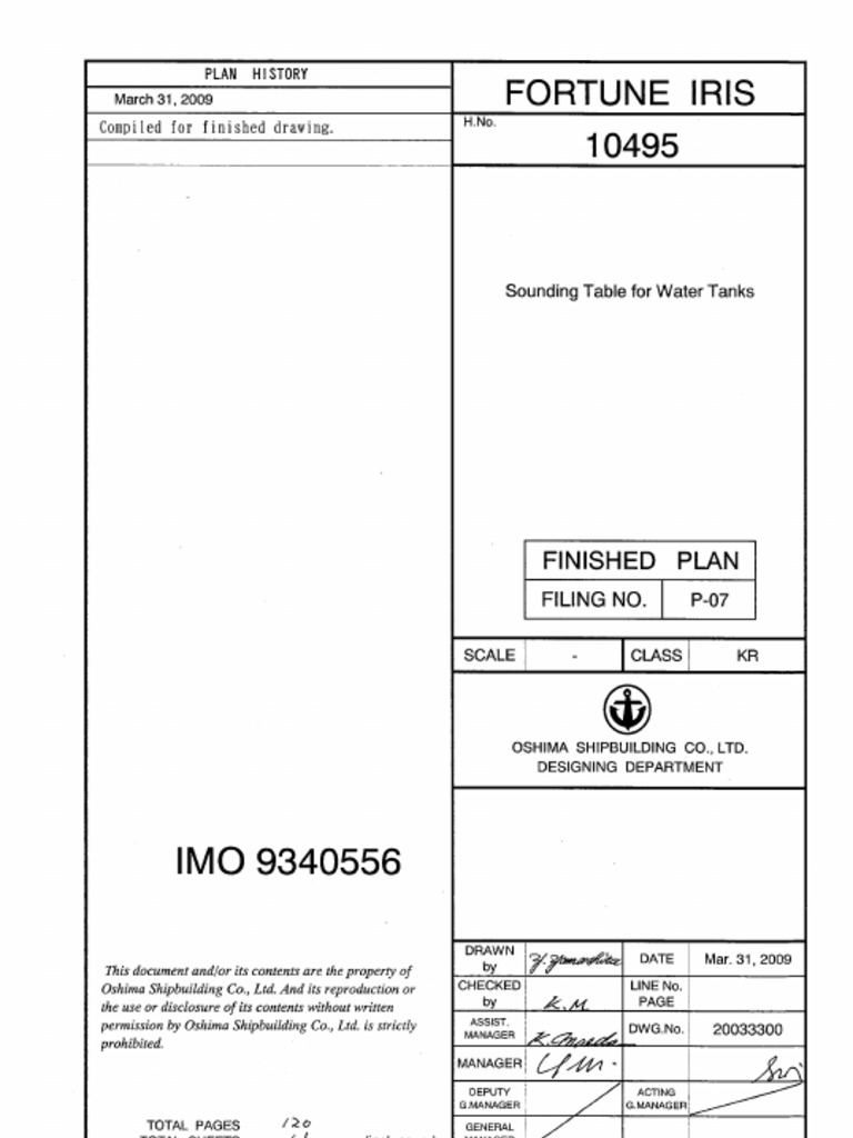 P-07 Sounding Table for Water Tanks | PDF | Ships | Water Transport