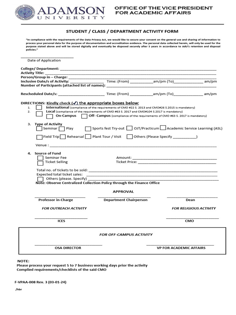 008 Student Activity Form | PDF