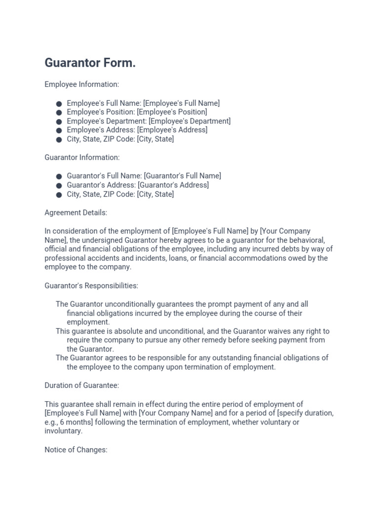 Employee Guarantor Agreement | PDF | Finance & Money Management