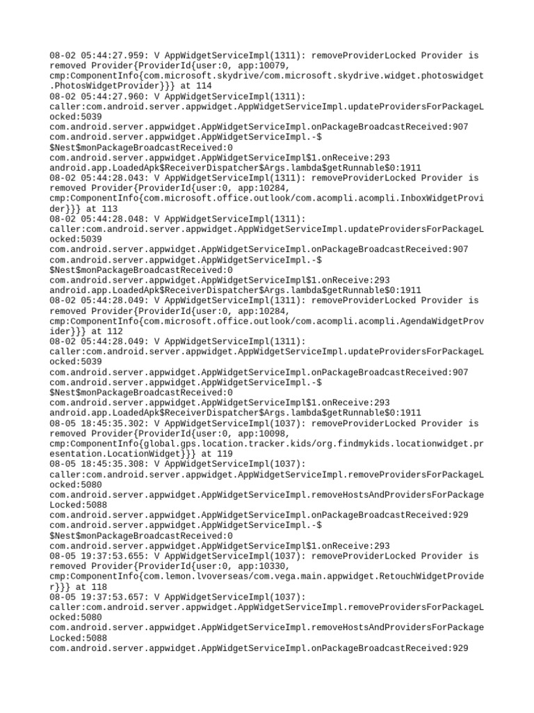 Appwidget History Log1 | PDF | System Software | Operating System Families