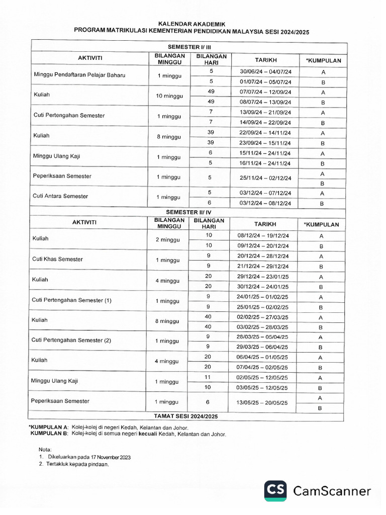 Kmp. Takwim 2024-2025 | PDF