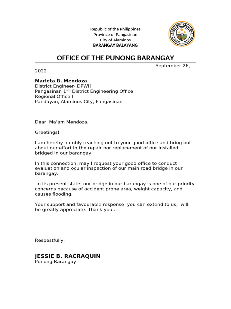 request letter bridge | PDF