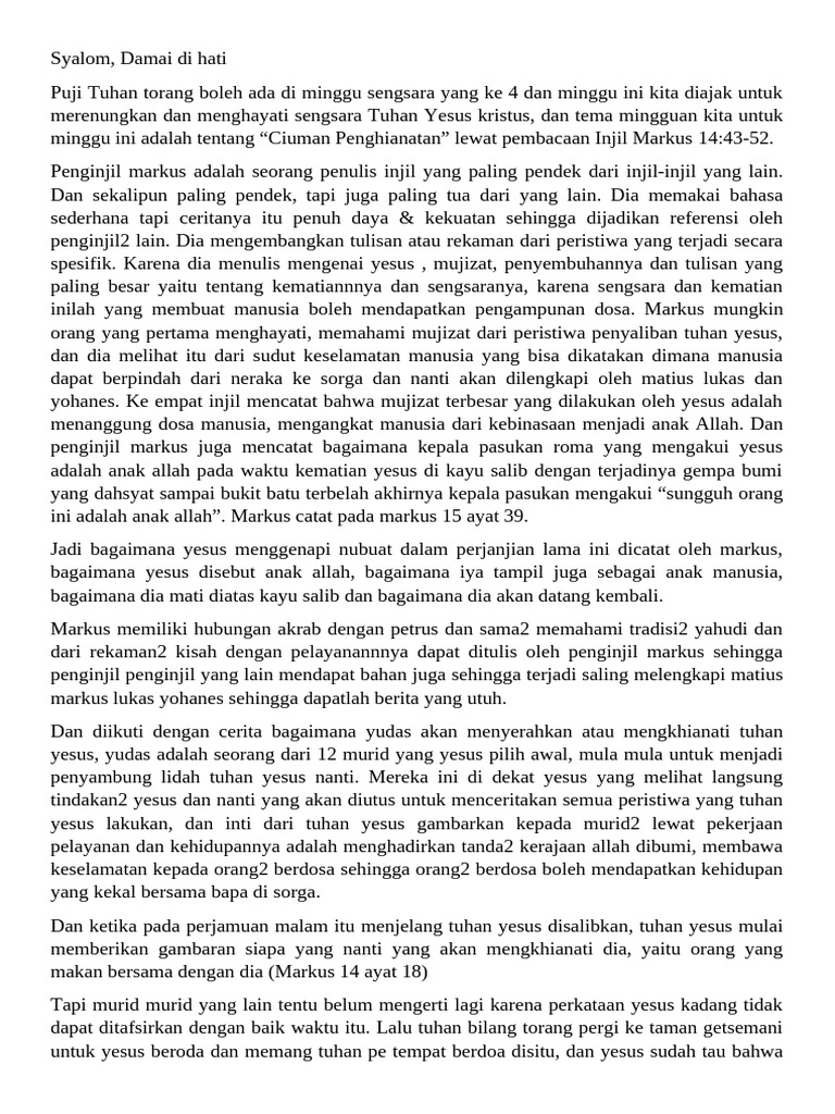 Penginjil Markus Adalah Seorang Penulis Injil Yang Paling Pendek Dari ...