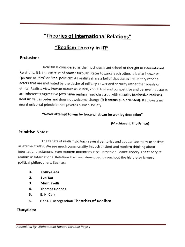 Realism Theory | PDF