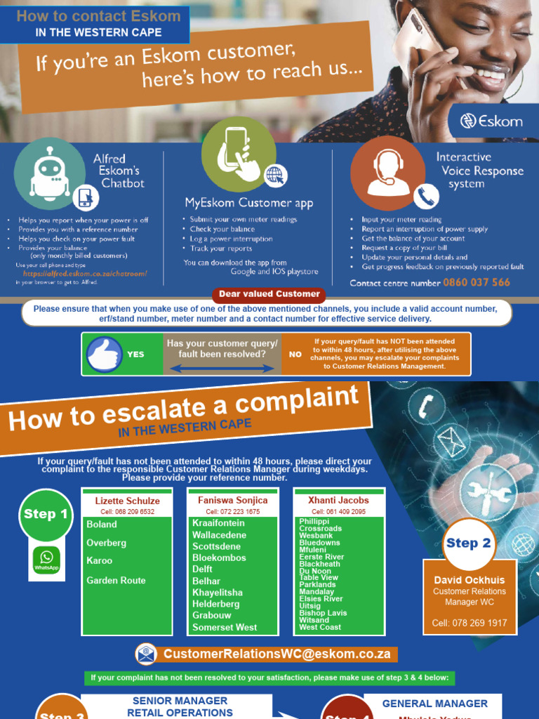 How To Contact Eskom in The Western Cape | PDF