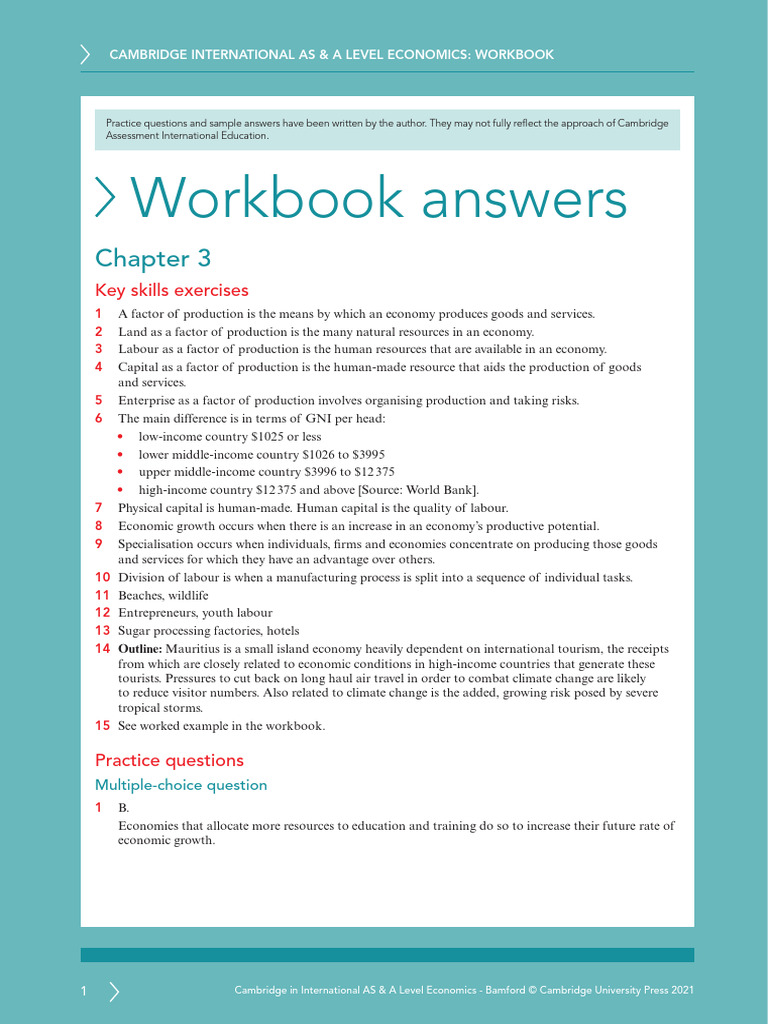 ASAL Econ WB Chapter 3 Answers | PDF | Labour Economics | Capital (Economics)