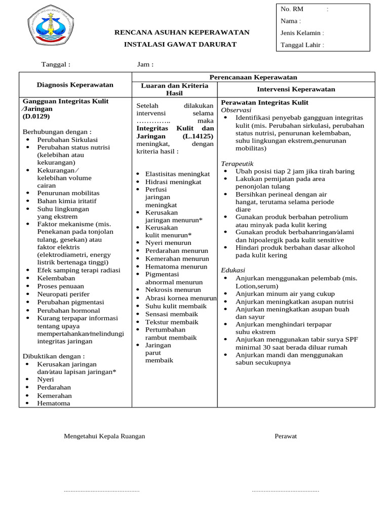 Rencana Asuhan Keperawatan IGD | PDF
