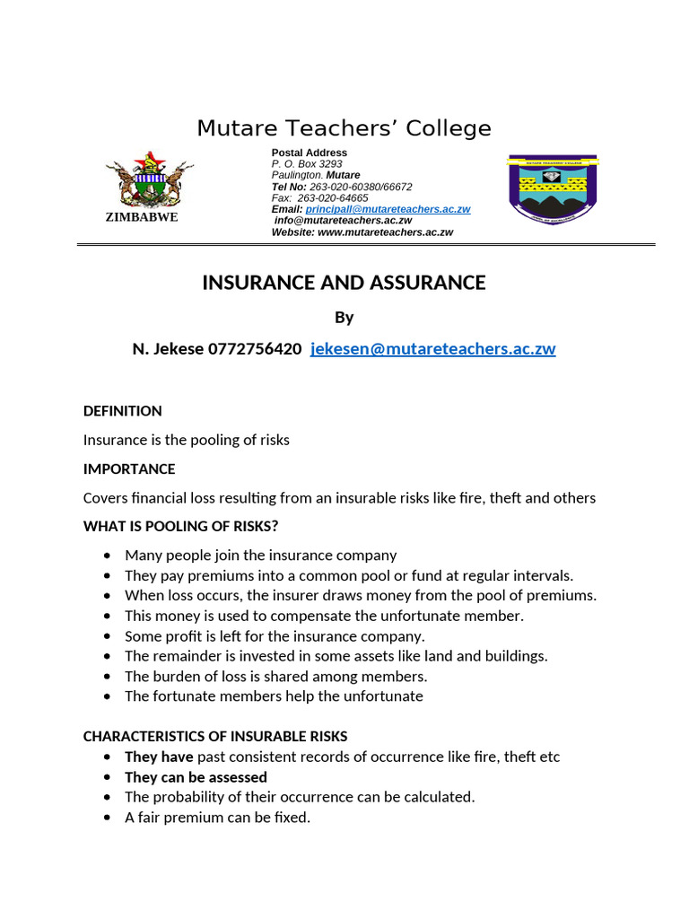 BS Notes - Insurance | PDF | Reinsurance | Insurance