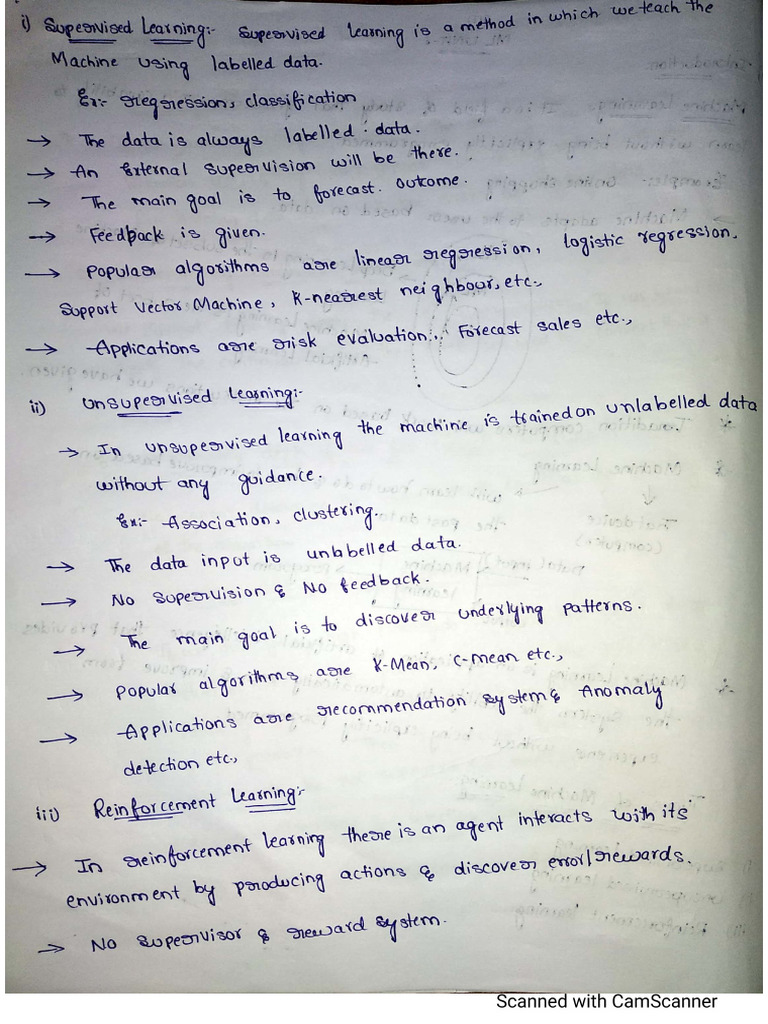 ML 5 Units Hand Written Notes | PDF