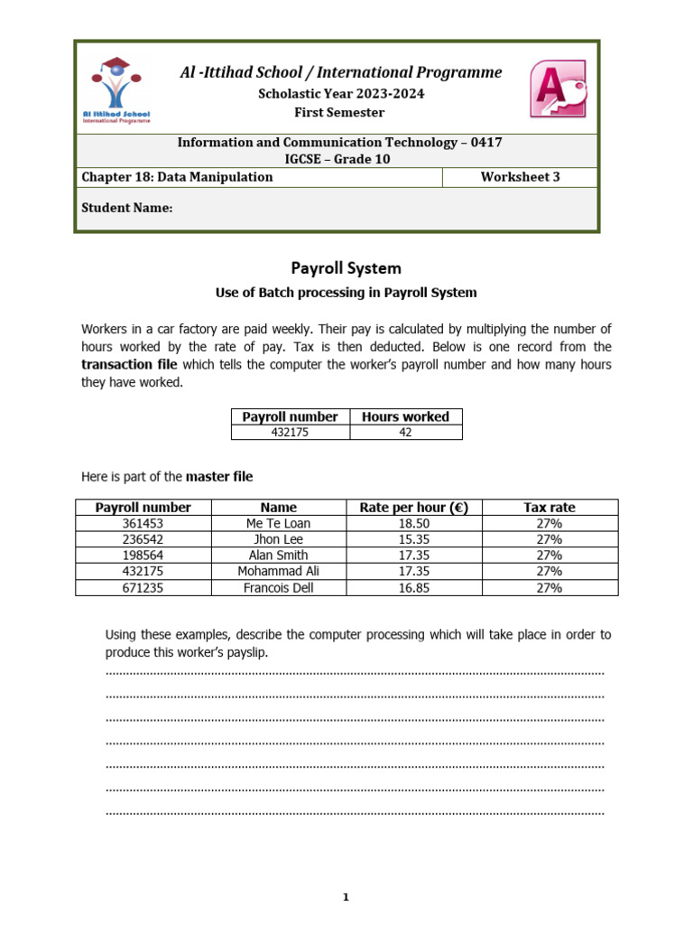 Chapter 18 Theory Questions Worksheet 3 | PDF | Payroll Tax | Payroll