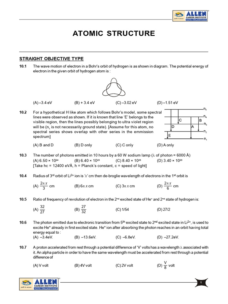 Atomic Structure Paper | PDF | Electron | Electronvolt