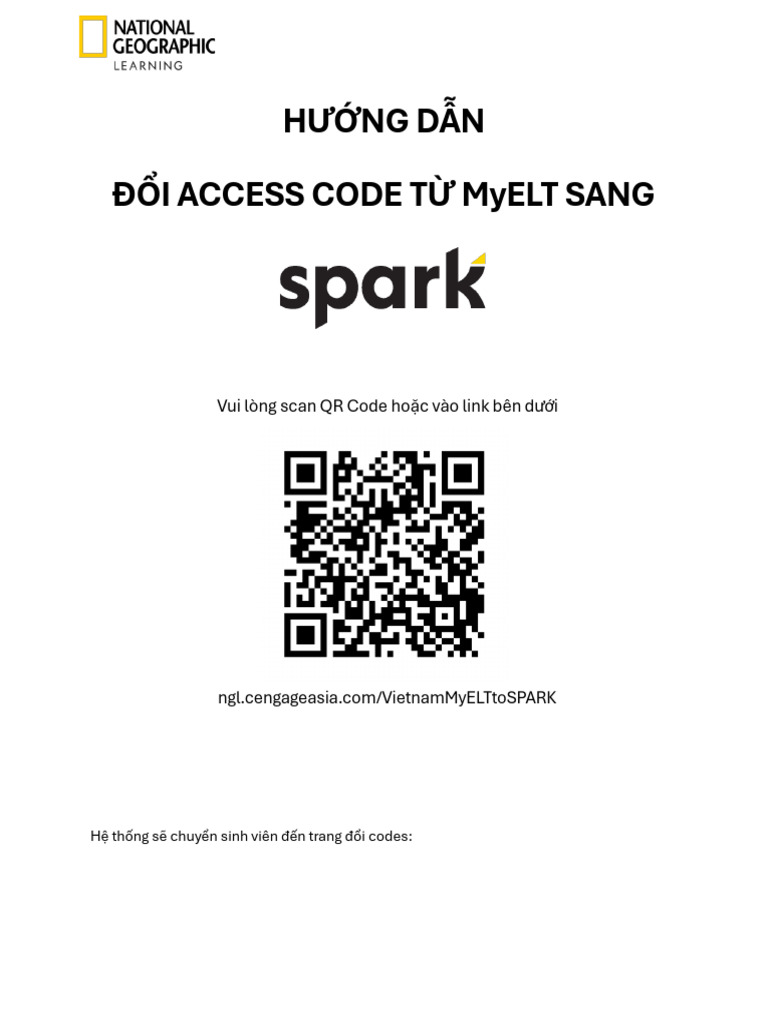HƯỚNG DẪN ĐỔI ACCESS CODE TỪ MYELT SANG SPARK V2 | PDF