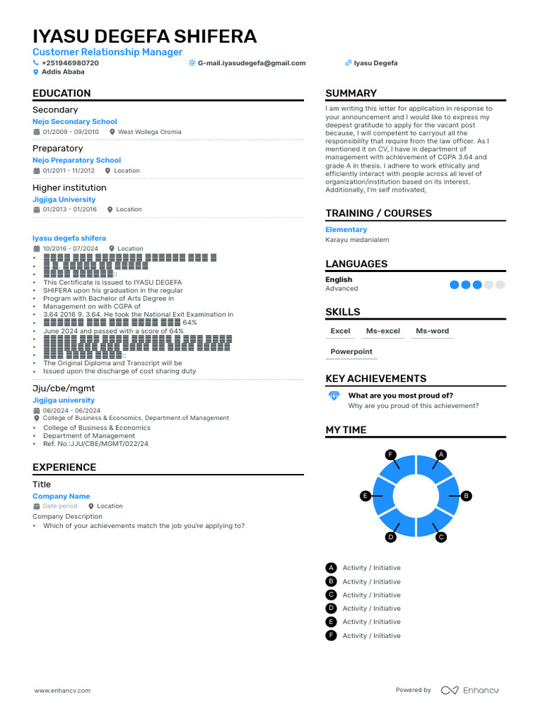 Iyasu Degefa Shifera Resume | PDF