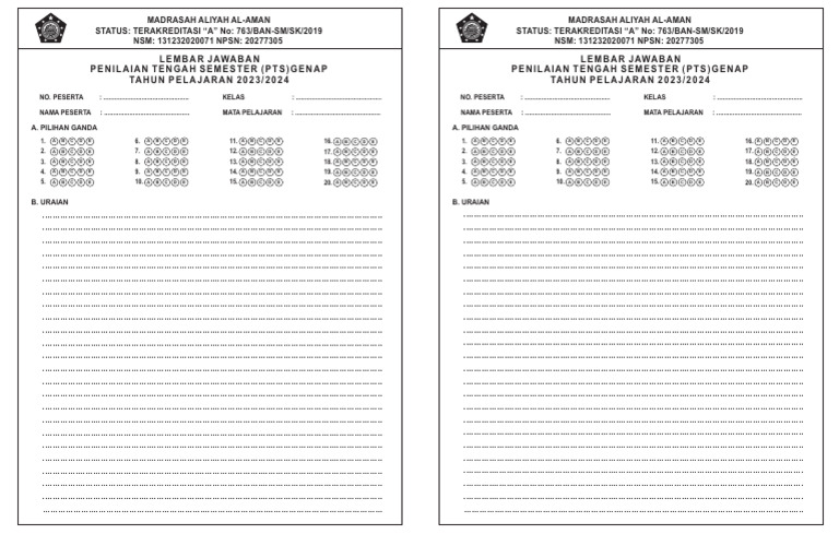 LJK PTS Genap Ma 2024 | PDF | Typographical Symbols | Coins