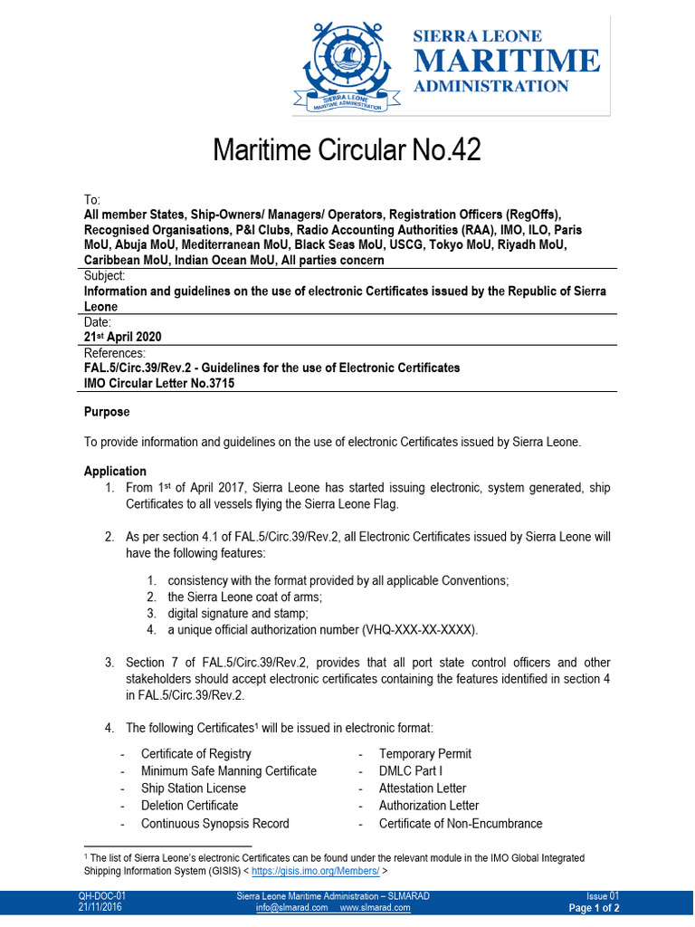 MC42 Rev.0 | PDF | Shipping