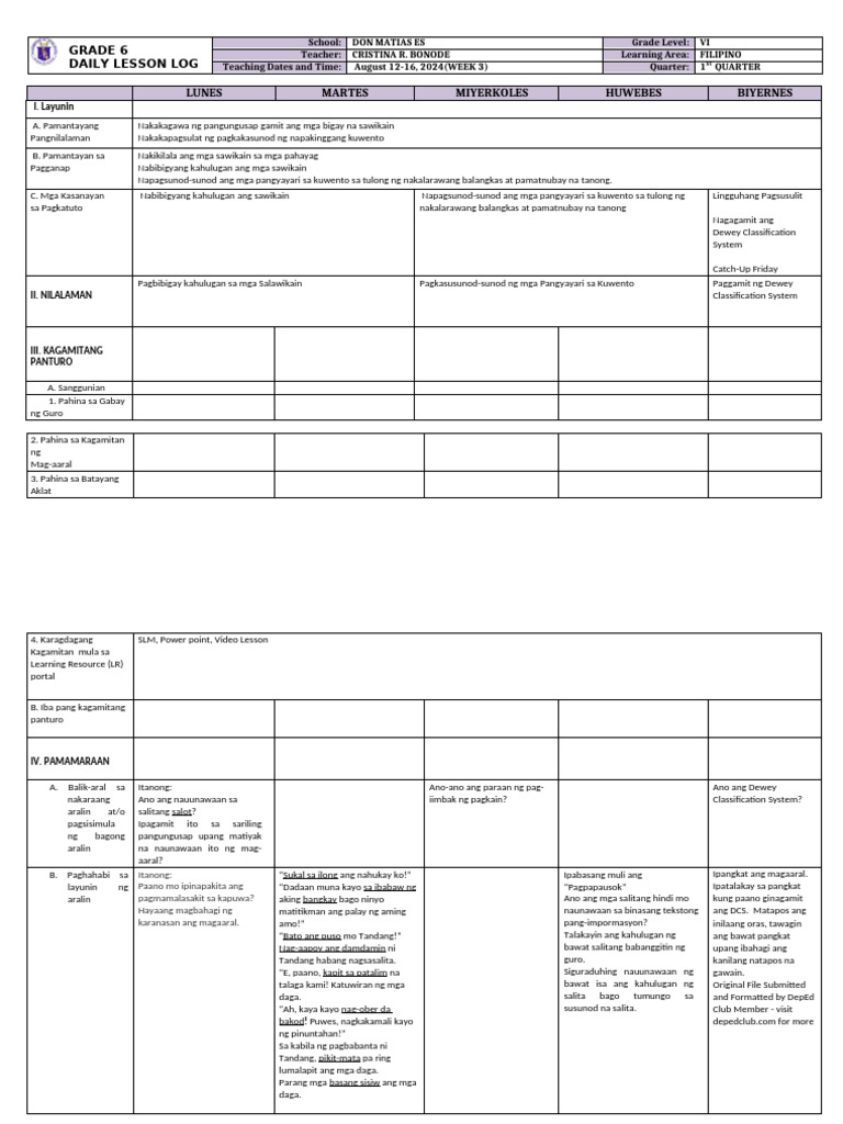 Filipino DLL | PDF