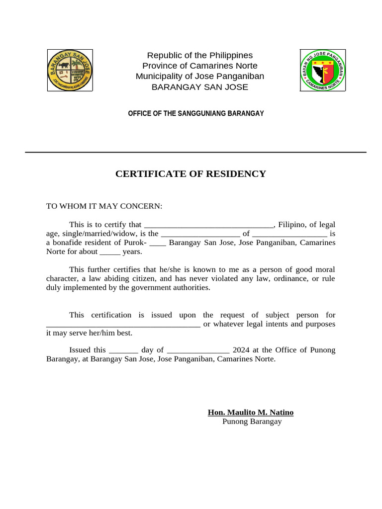 certificate of residency0815 | PDF