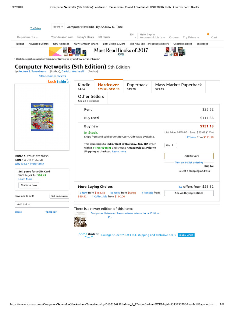 Amazon Page On Book - Computer Networks (5th Edition) - Andrew S ...
