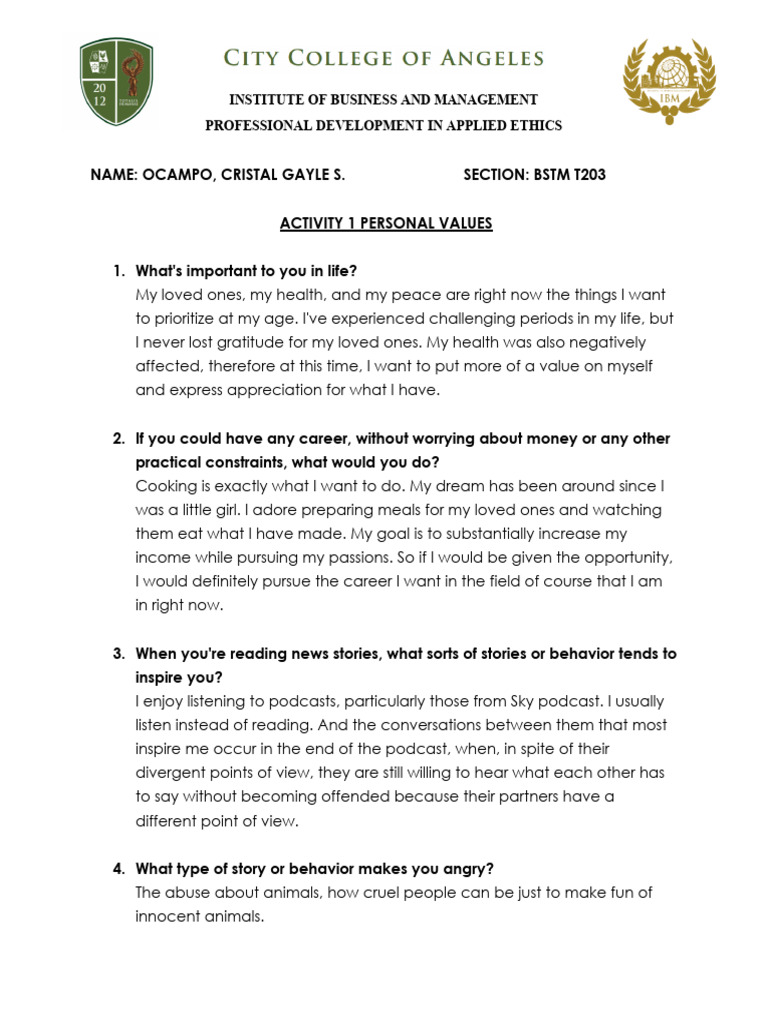 Activity 1 | PDF | Psychology | Behavioural Sciences