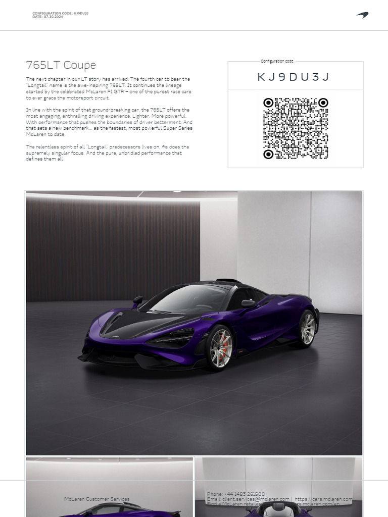 McLaren 765LT Coupe Overview and Specs | PDF | Land Vehicles | Motor ...