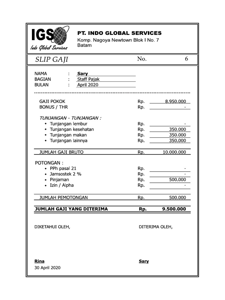 slip gaji | PDF