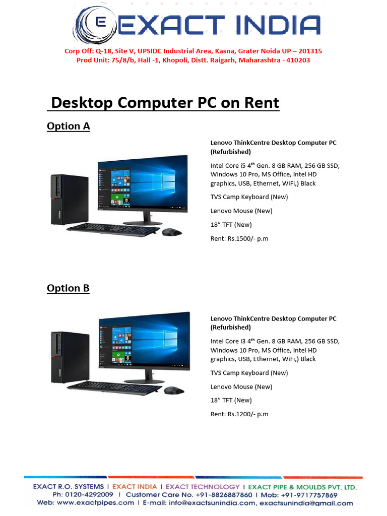 Desktop Computer Rental Agreement | PDF | Lease | Indemnity