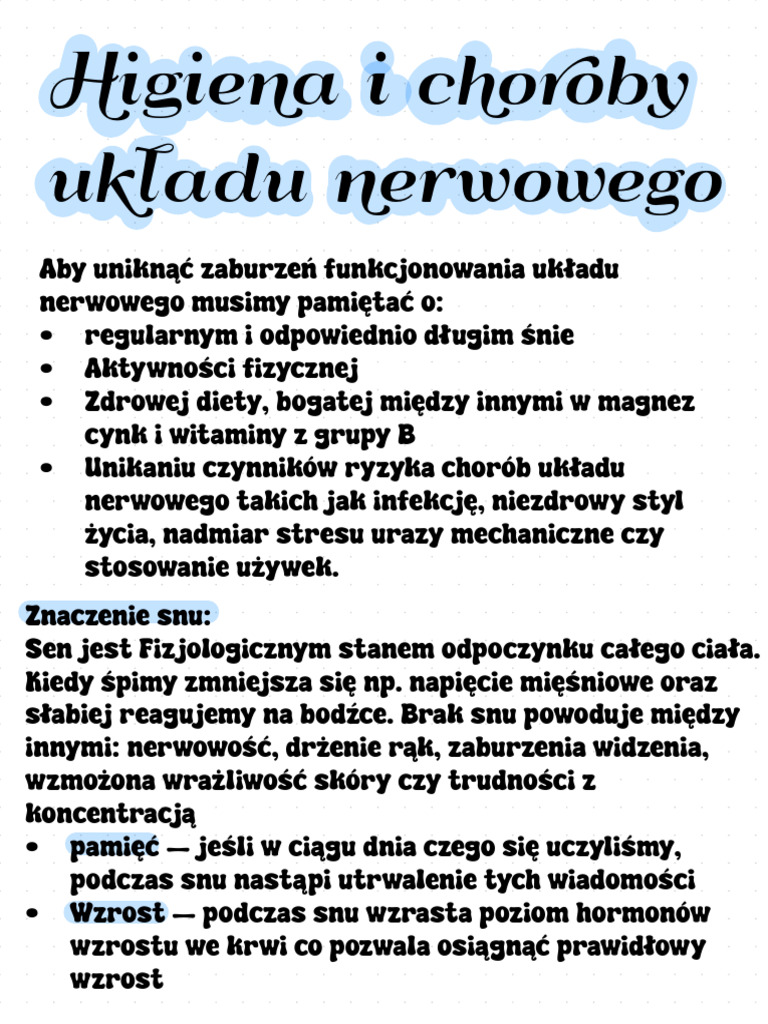 Higiena I Choroby Układu Nerwowego | PDF