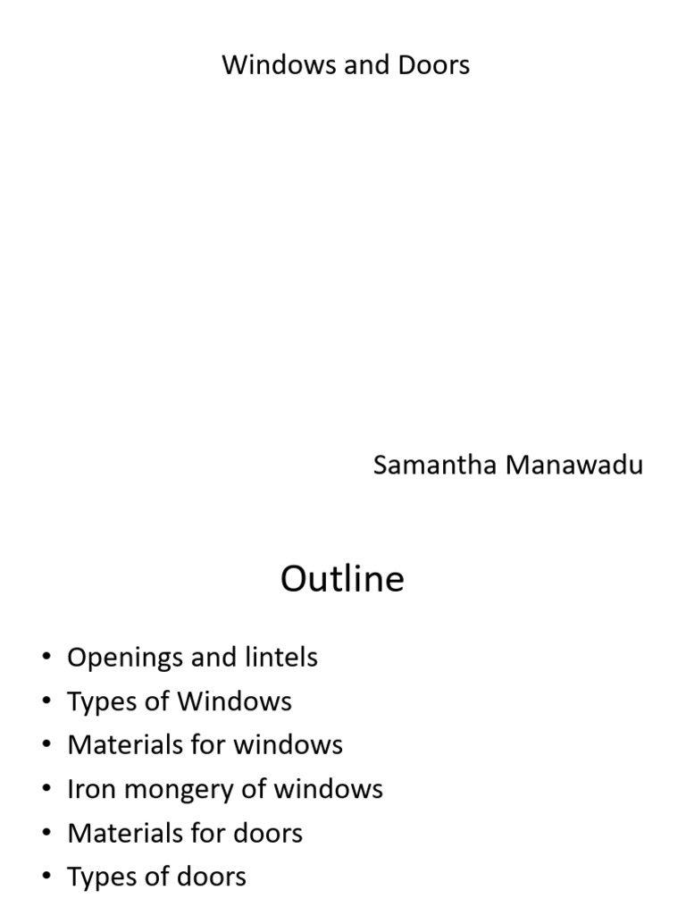 Unit 10 - Windows and Doors | PDF | Window | Door