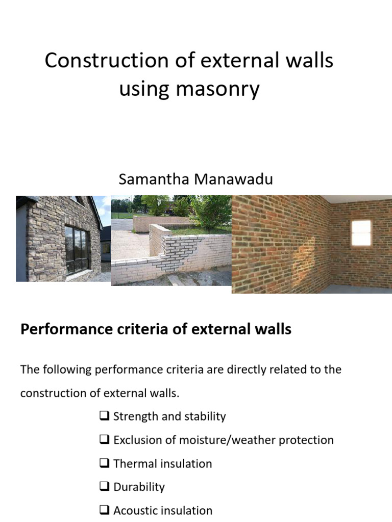 Masonry Walls: Construction & Tolerances | PDF | Brick | Masonry