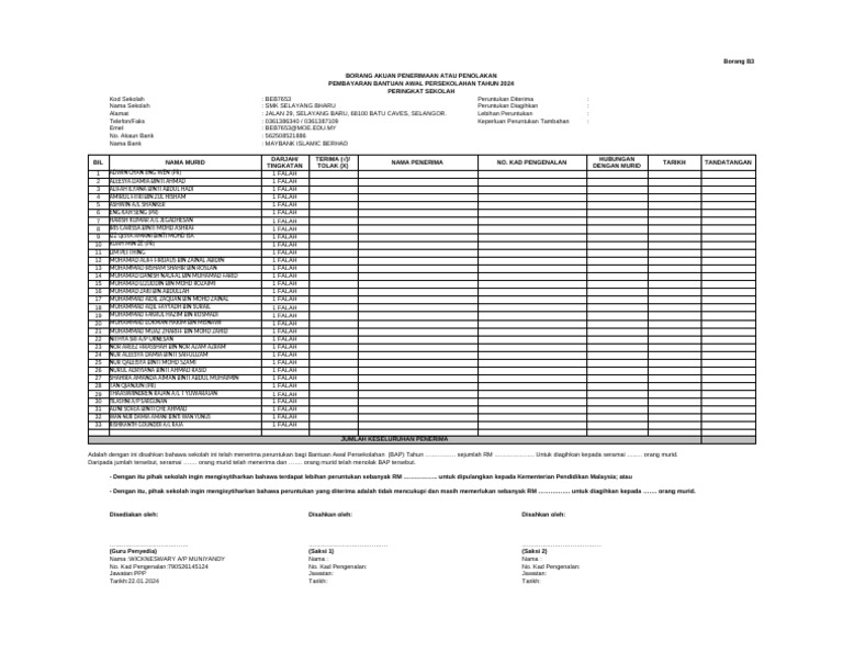 Borang b3 Akuan Penerimaan Atau Penolakan Bap | PDF