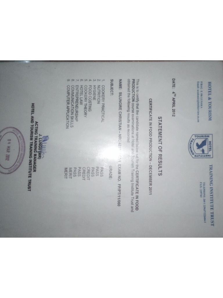 statement of results | PDF